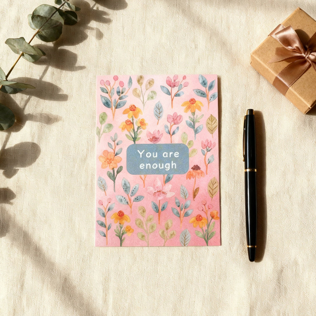 You are enough Flower Postkarte | Christliche Postkarte – Mountain-Movers